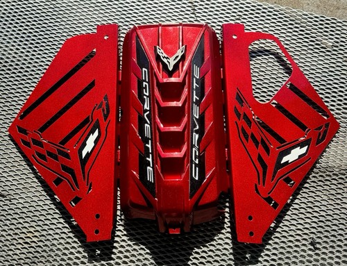 2020/22 CORVETTE C8 ENGINE COVER EDGE RED CARBON FLASH PANELS ...