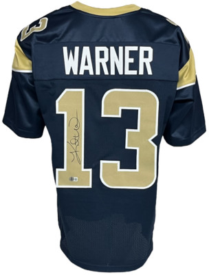 St. Louis Rams Kurt Warner Autographed Pro Style Navy Blue Jersey BAS ...