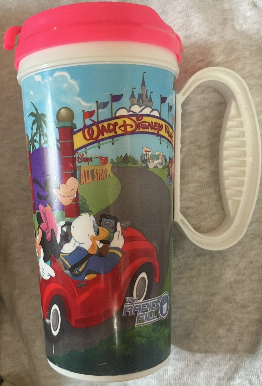 Walt Disney World Resort Rapid Fill Travel Mug Pink Lid Whirley ...