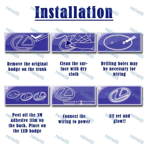 5D LED Car Tail Logo Blue Light Badge Emblem Light For Mercedes-Benz C ...