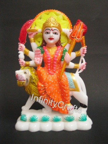 12 Inches Hand Carved Mata Rani Statue White Marble Vishno Maa Idol for ...
