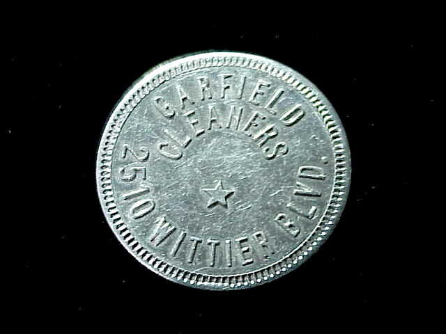 Montebello CA Garfield Cleaners, old California $5 merchant token x ...