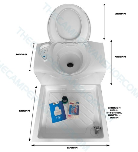 THETFORD C403 TOILET WITH CASSETTE + SHOWER TRAY + External Door | eBay UK