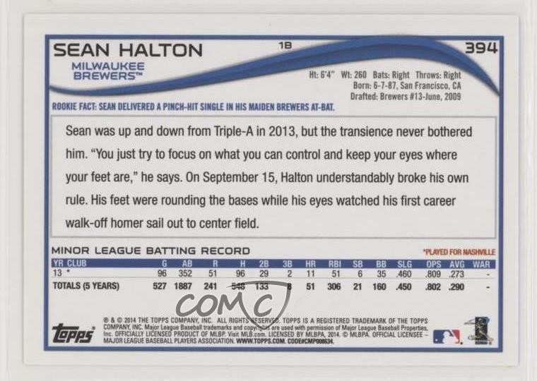 2017 Topps Rediscover Topps Buybacks Bronze Sean Halton #2014-394 | eBay
