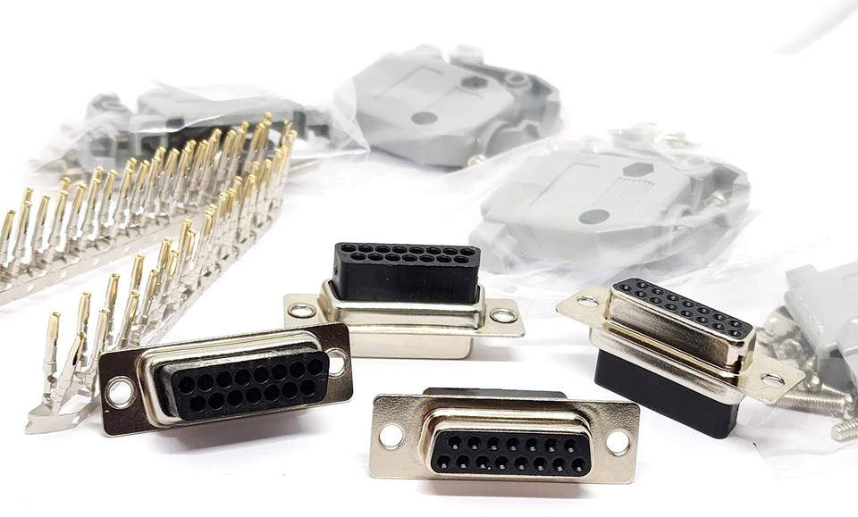 4 Sets Crimp Type DB15 Female Plastic Hoods Pins, D-Sub 15P Connector ...