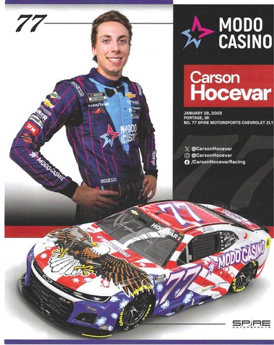 L@@@K! 2025 CARSON HOCEVAR 4TH ”MODO CASINO" RED WHITE BLUE #77 NASCAR ...