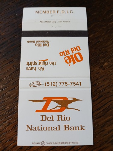Vintage Matchcover: Del Rio National Bank, Del Rio, TX | eBay