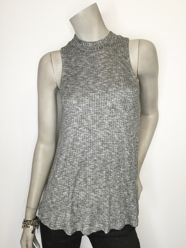 Hollister Medium Gray High Neck Keyhole Back ribbed Tank Top Sleeveless ...