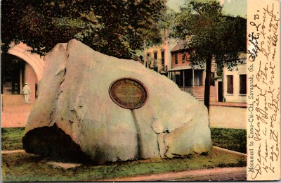 Postcard Savannah GA Monument to Tomo-Chi-Chi Tomochichi hand colored ...