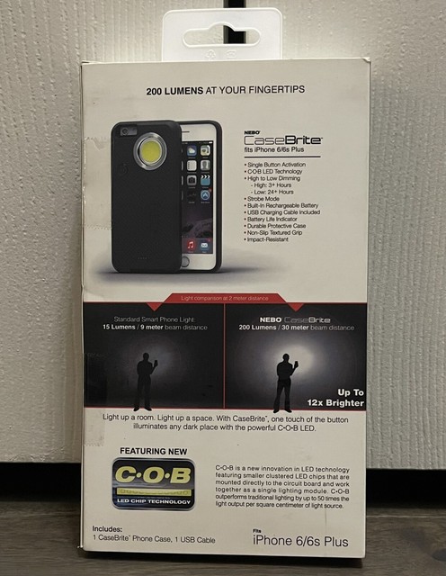NEBO CASEBRITE iPhone 6/6s Plus Phone Case Flashlight Black 6348 12x ...
