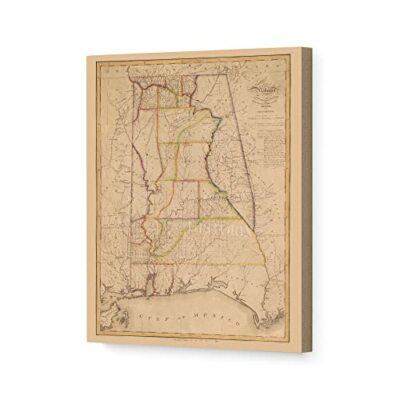 1819 Alabama Map - Canvas Wrap Vintage Alabama Map - Old Alabama Wall ...