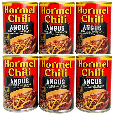 Hormel Chili ANGUS Beef Chili NO BEANS 14 Oz (6 Cans) No Artificial ...