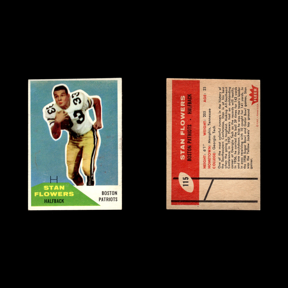 Stan Flowers #115 1960 Fleer Boston Patriots Football Card NFL EX | eBay UK