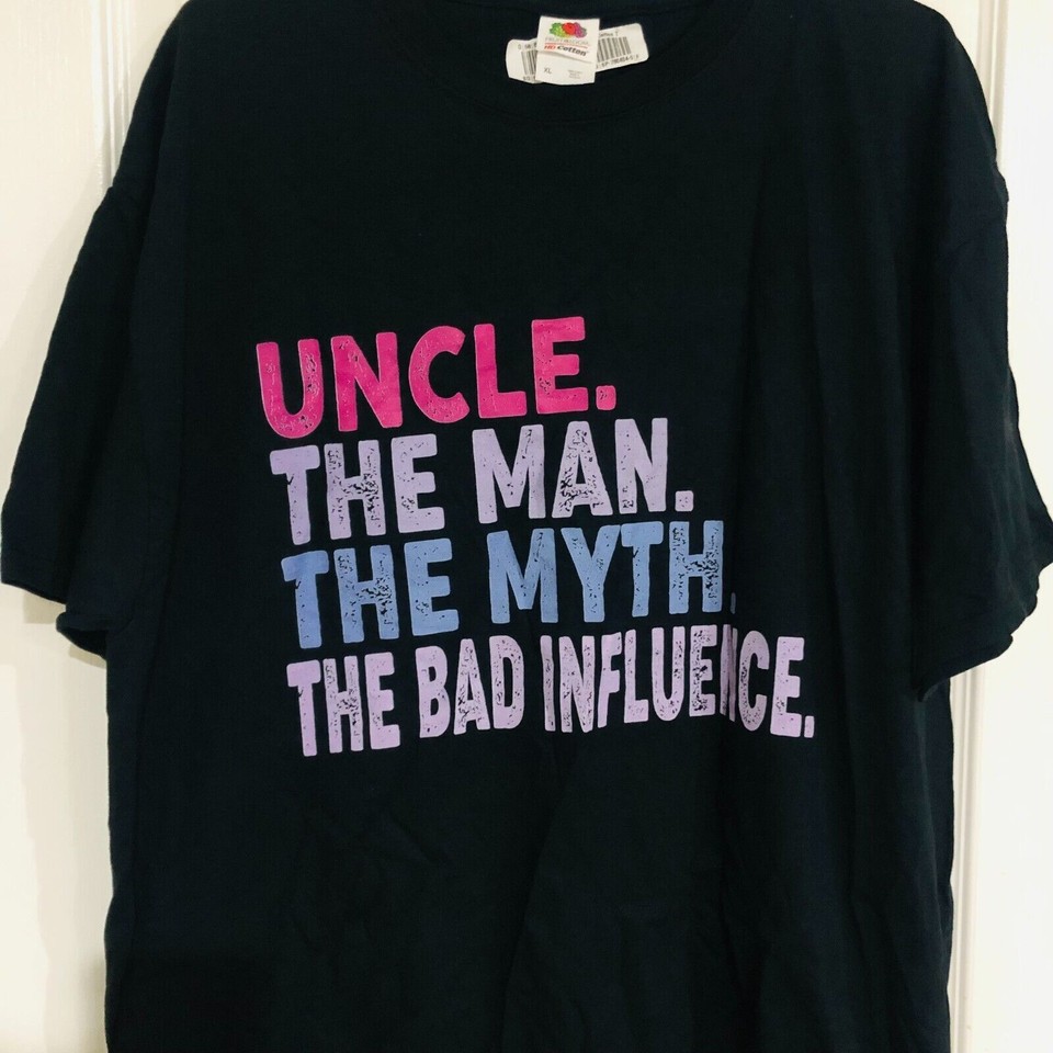 Uncle The Man The Myth The Bad Influence Men's T-Shirt Cotton Black ...