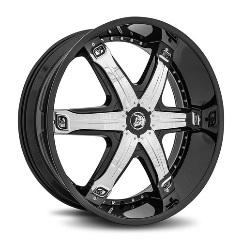 4 Custom 24 inch Wheels Rims 6X139.7 +35mm Black Chrome Trim Cadillac ...