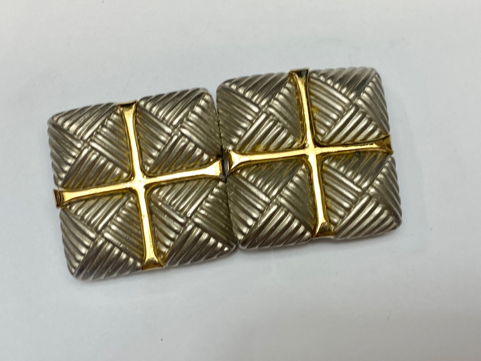 Vintage Two piece Interlocking two tone squares belt … - Gem