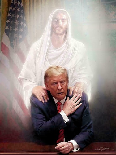 DONALD TRUMP PRAYING WITH JESUS HUGE 3x5 ft BANNER FLAG POSTER WHITE ...