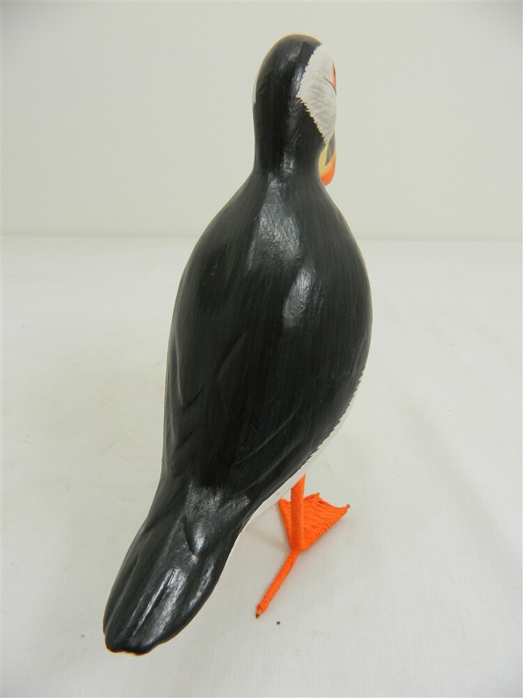 Wooden Puffin Ornament Carving - Hand Carved And Painted Puffin Bird ...