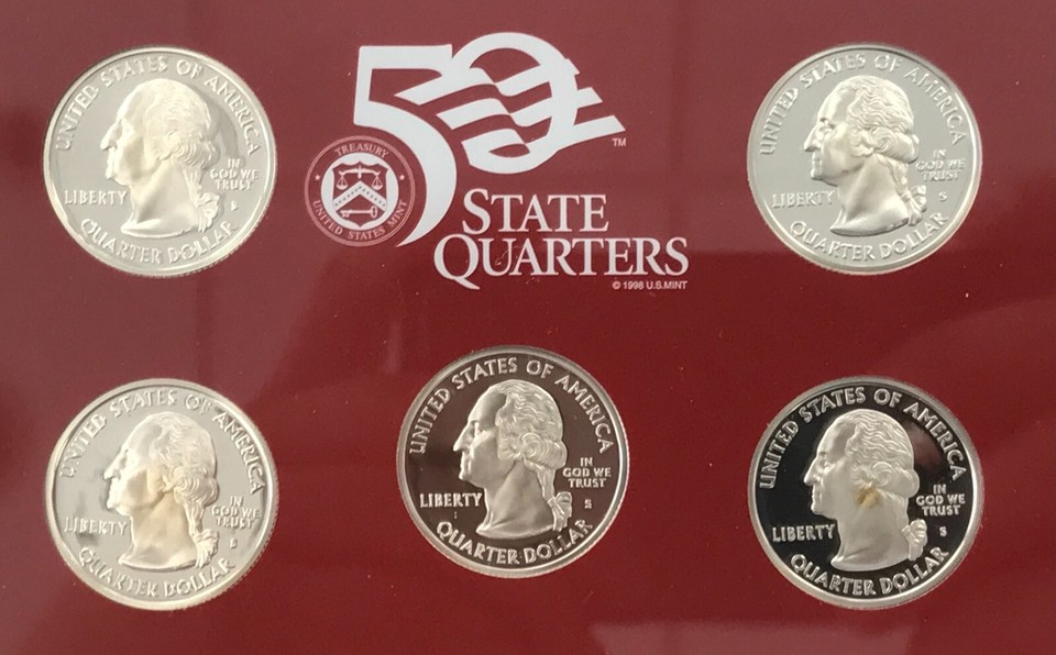 2006-S US Mint SILVER QUARTER PROOF SET 5-Coin Proof Set Complete Box ...