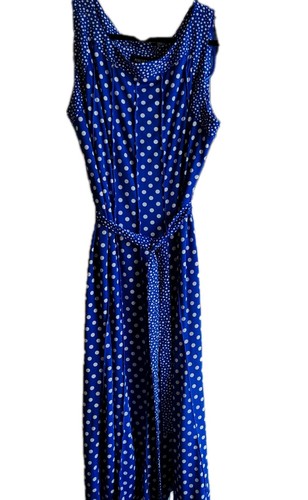 Perceptions New York Women's Blue White Polka Dot Sleeveless Maxi Dress ...