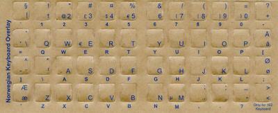 Norwegian Keyboard Stickers Reverse Print Blue Letters | eBay