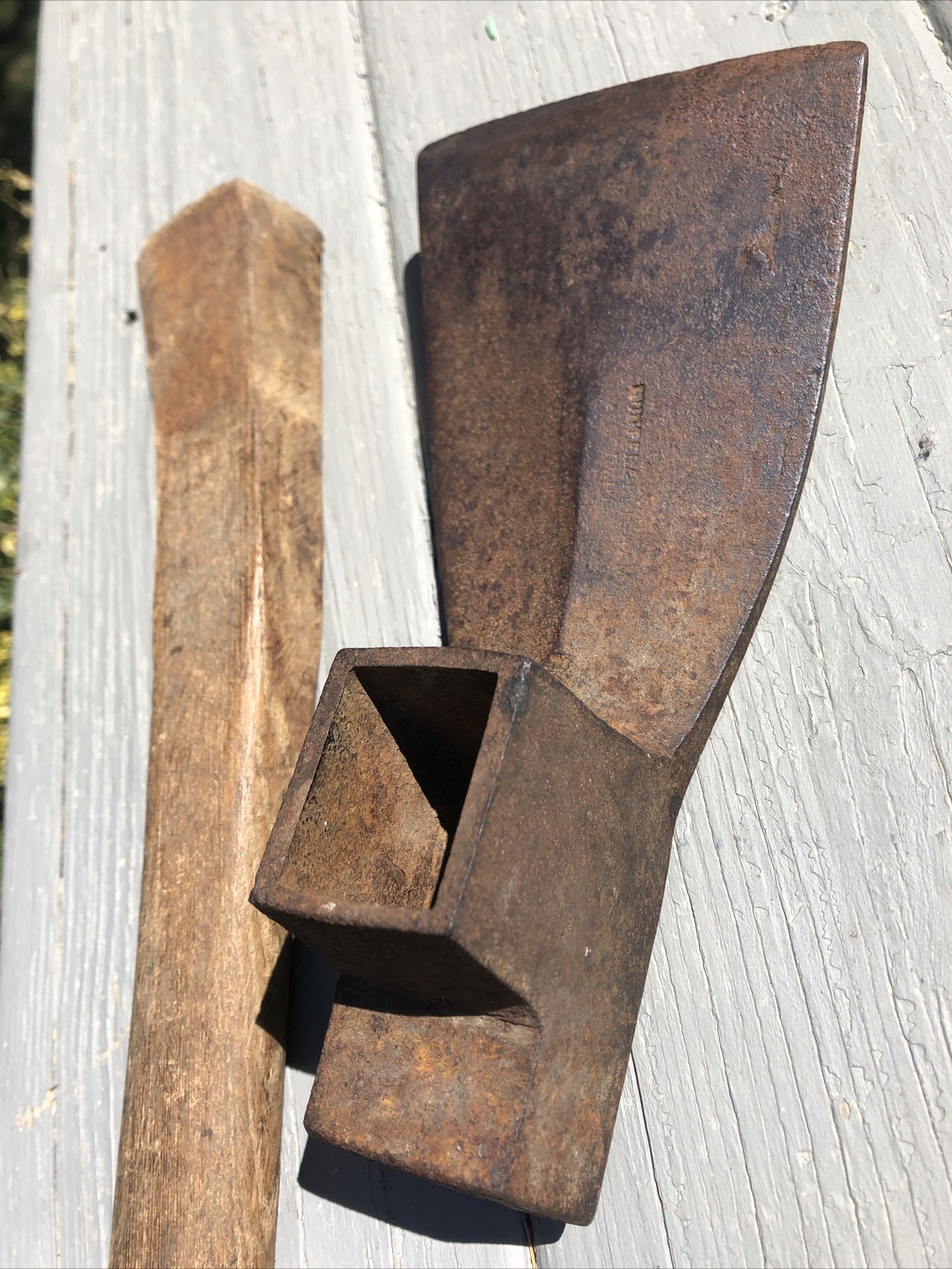 Antique 1870s Wrought Iron Adze Axe Stamped Hunter & Brigham Clyde Ohio ...