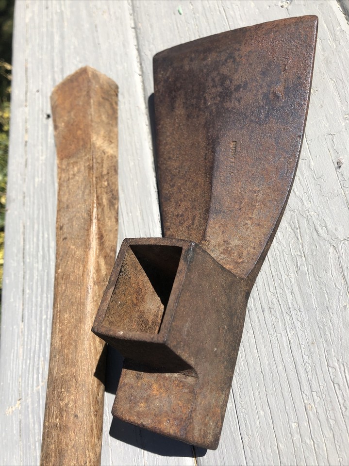 Antique 1870s Wrought Iron Adze Axe Stamped Hunter & Brigham Clyde Ohio ...