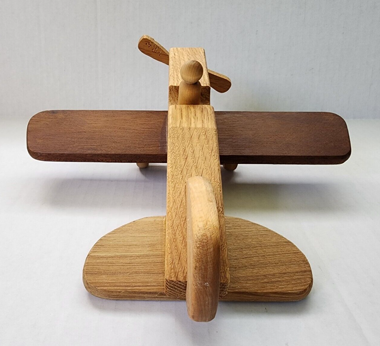 Wood toy airplane handcrafted single wing wheels & prop turn wood ...