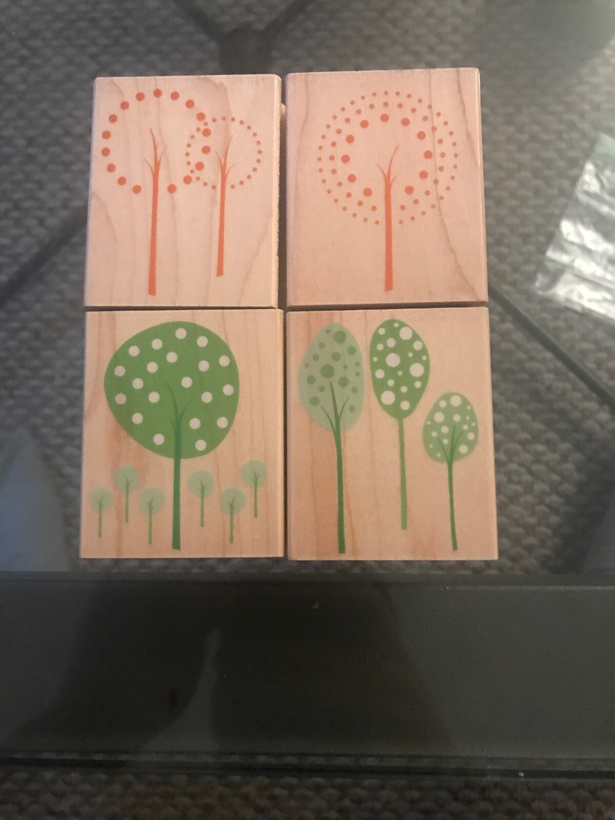 Wood,Rubber Stamp Dotted Trees | eBay
