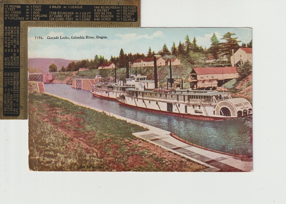 Cascade Locks Columbia River Oregon Dalles City of Portland ship 1914 ...