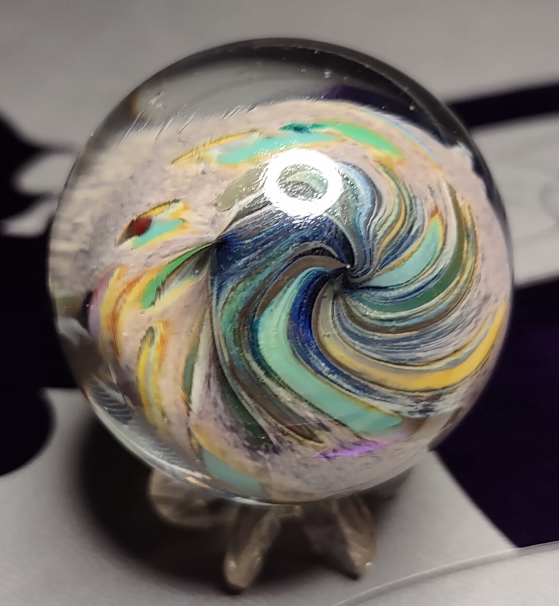 1.50" Jim Davis Signed* Swirl Contemporary 🦚 Onionskin Studio Art Glass Marbles | eBay