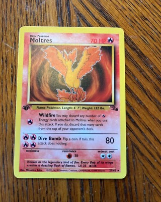 🔥 Moltres 27/62 - 1st Edition Fossil - WOTC Non Holo Rare Pokemon Card ...