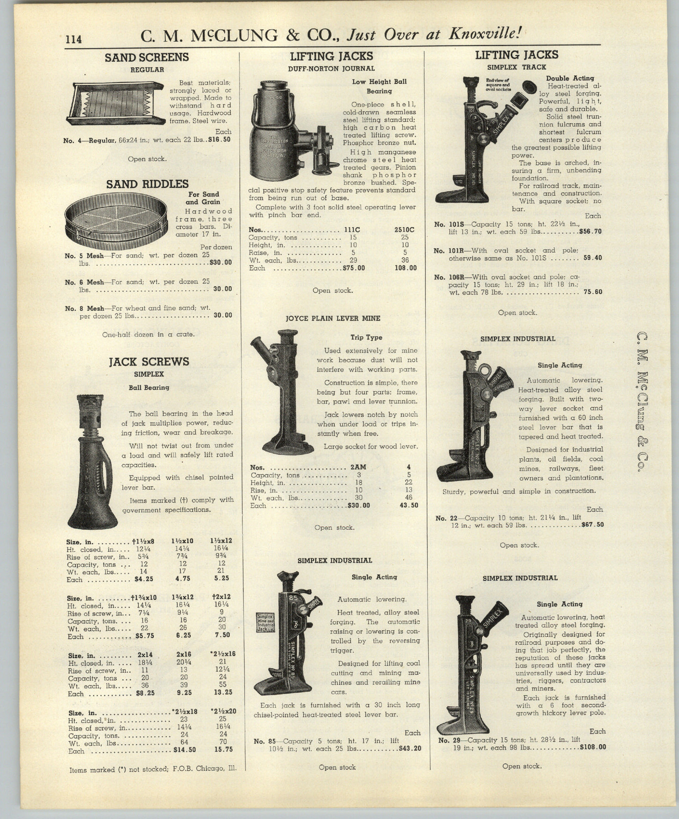1937 PAPER AD Duff Norton Journal Lifting Jack 25 Ton Joyce Mine Lever ...