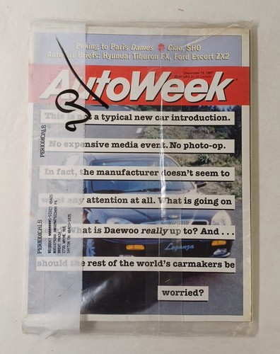 Autoweek Magazine December 15 1997 Buyers Guide NEW SEALED | eBay
