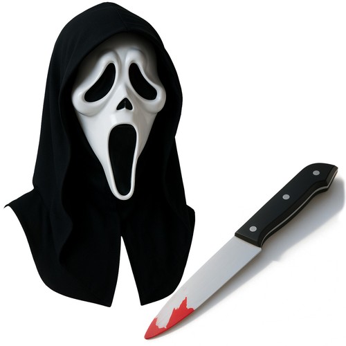 Scream Ghost Face Latex Mask & Bloody Cosplay knife Halloween Horror ...