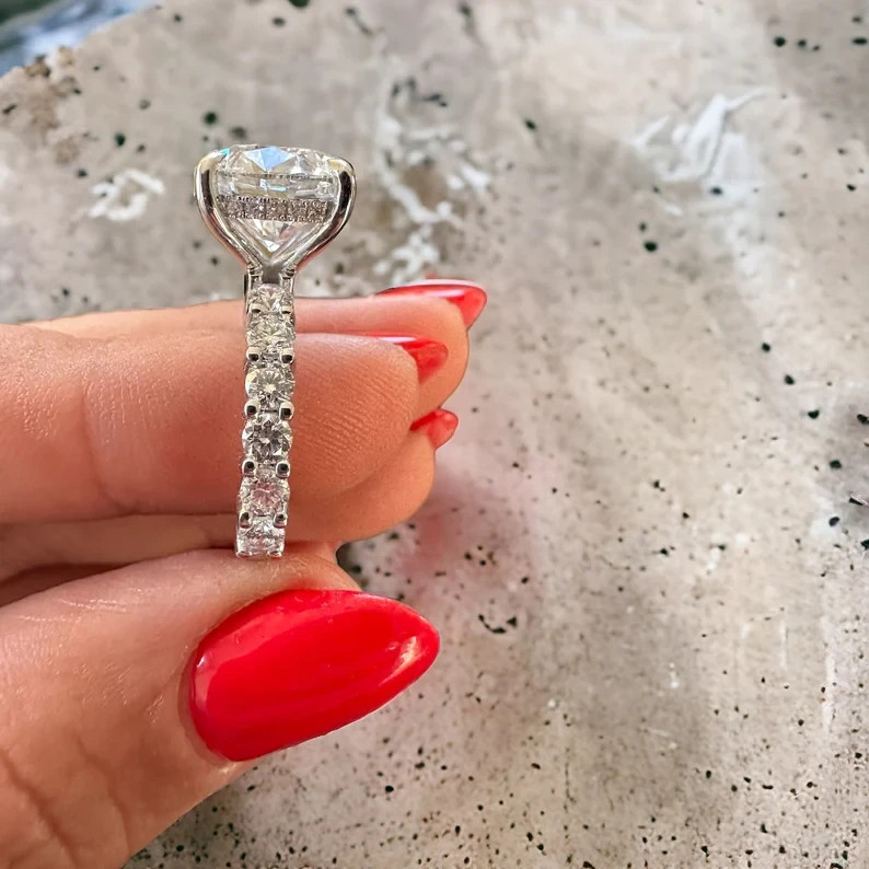 6.50 Ct Round-Cut VS1 Lab Grown Diamond Bridal Set Wedding Ring 14k ...