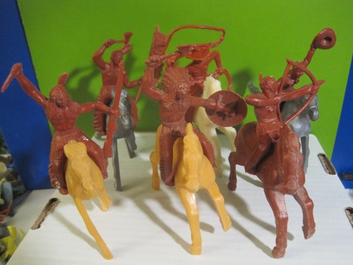 TIM MEE TOYS FORT RED RUST BROWN INDIAN COWBOY HORSE PLASTIC ARMY TOY ...