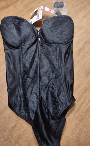 Vintage Playtex Style 1965 Boned Black Bustier Bra All in One Bodysuit ...