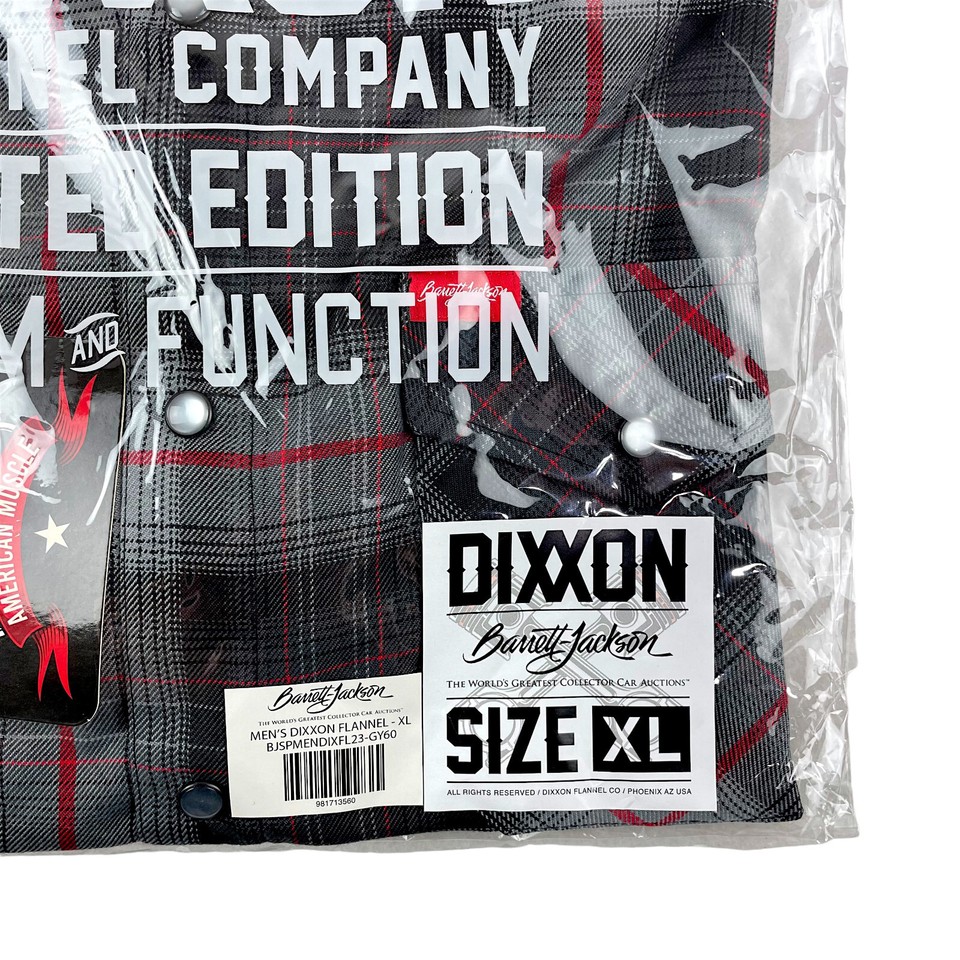 Dixxon Flannel "Barrett Jackson" Men's XL 2023 collab Gray Red Plaid ...