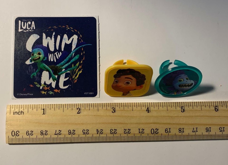 Disney Luca Figure Set of 10 with 2 Stickers and 2 rings Fun Characters ...