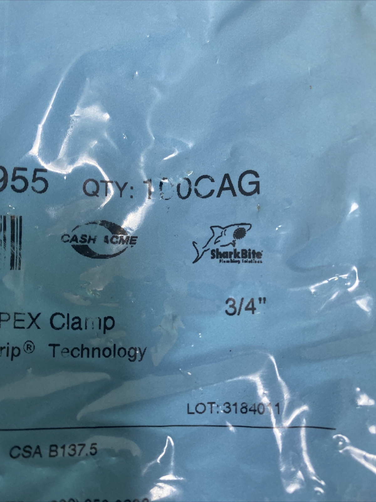 Shark Bite PEX Clamp 100 Piece 3/4" UC955 Plumbing SharkBite | eBay