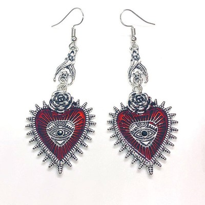 Dark Goth Drop Earring Jewelry Blood Rose Heart Oil Bat Gothic EarrinRA ...