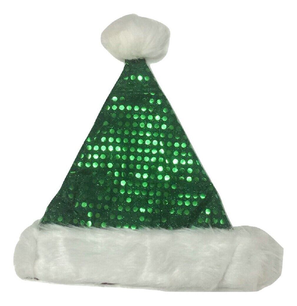 Adult Red Green Yellow Blue Sequin Christmas Santa Fancy Costume Hat ...