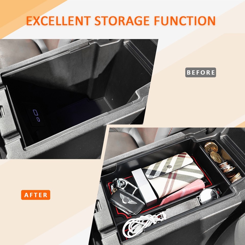 RUIYA Car Center Console Storage Box Organizer Tray For 2019-2026 Chevy ...