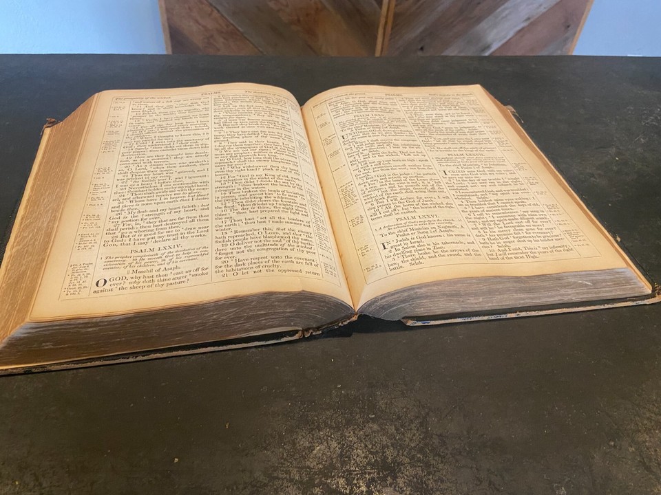 Authentic 1850's Leather-Bound Pulpit Edition Holy Bible Must-Have ...