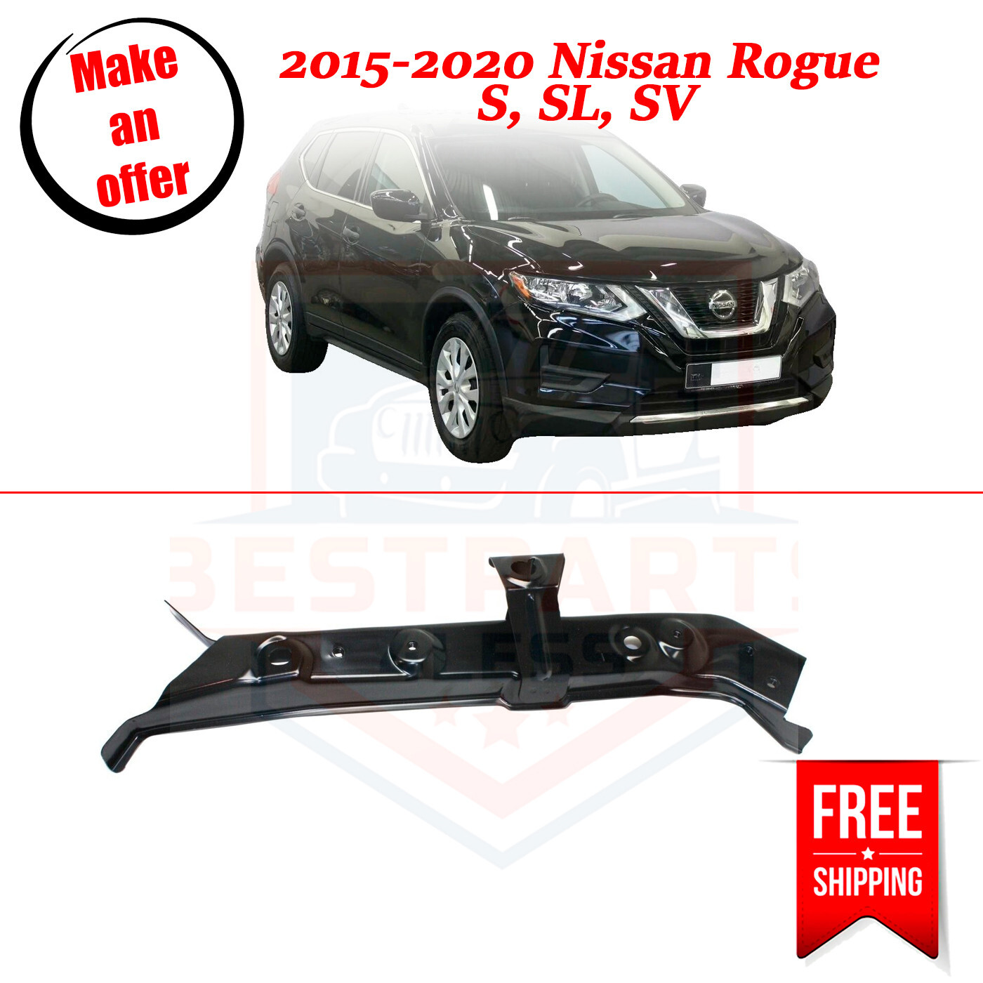 Radiator Support NI1225222 left side for 2015-2020 Nissan Rogue S, SL ...