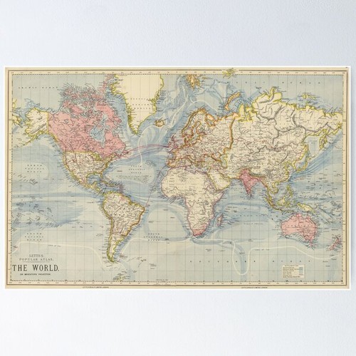 NEW LIMITED! Vintage Map of The World (1883) Poster | eBay