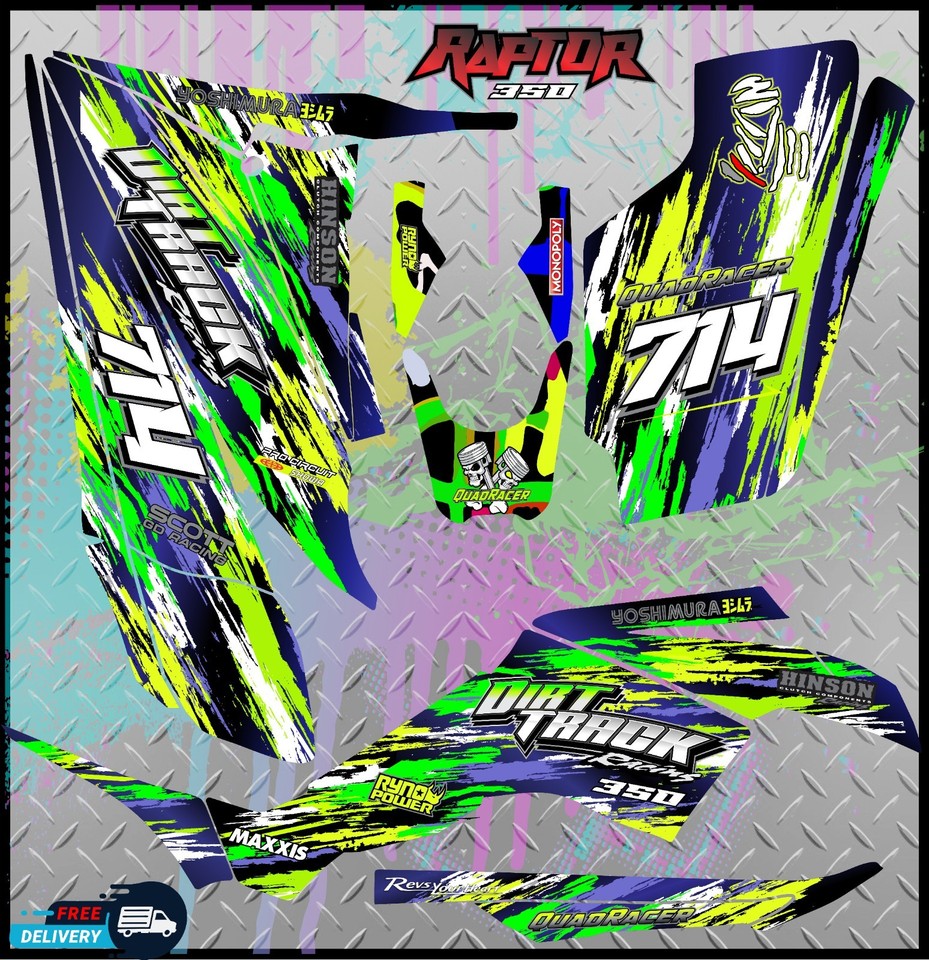 RAPTOR 350 GRAPHICS KIT DECALS STICKERS ATV FREE SHIPPING 12mil G. | eBay