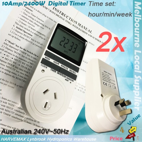 2Pcs Hydroponic Electronic Timer Switch Socket TV Charger Timer 10amp ...