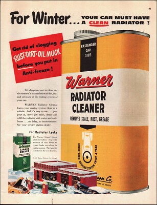 1948 Vintage ad Warner Radiator Cleaner retro Cars Gas station Art 02 ...